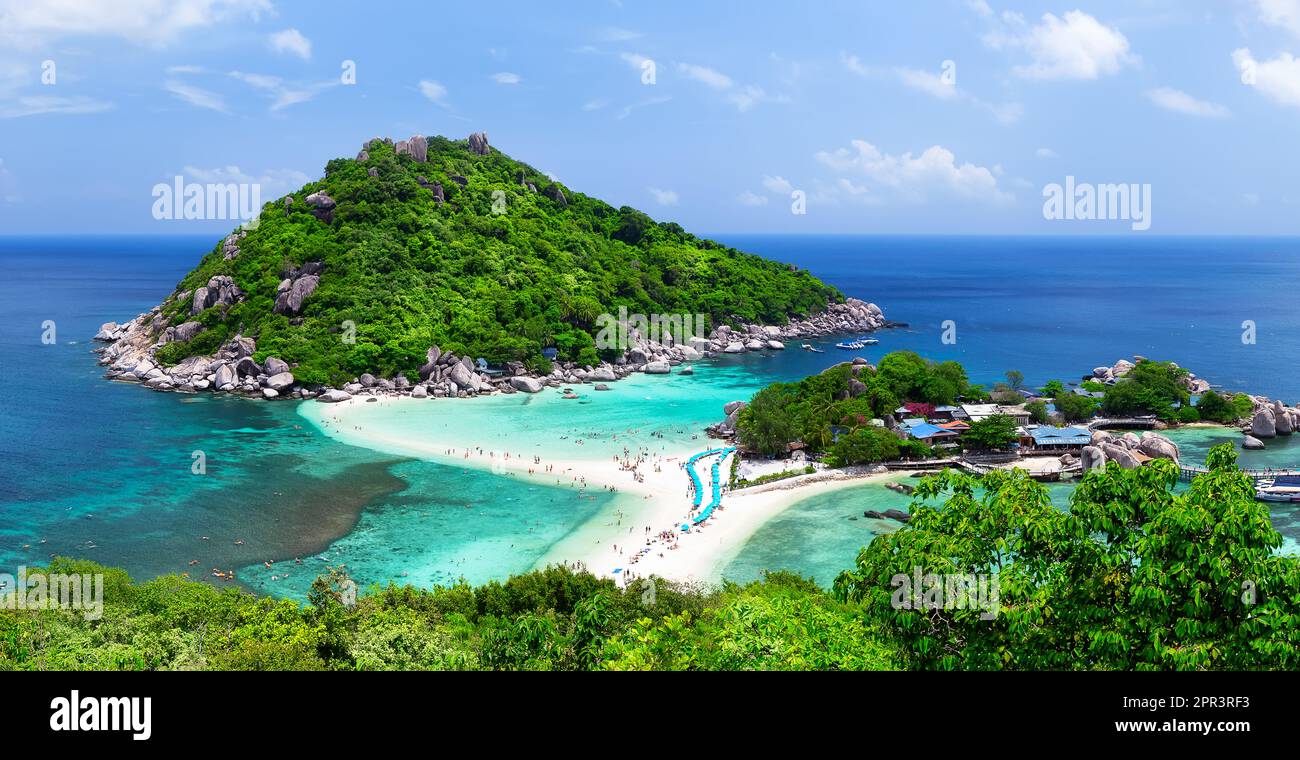 The highest viewpoint of Koh Nang Yuan Island, at , Thailand. Panorama ...