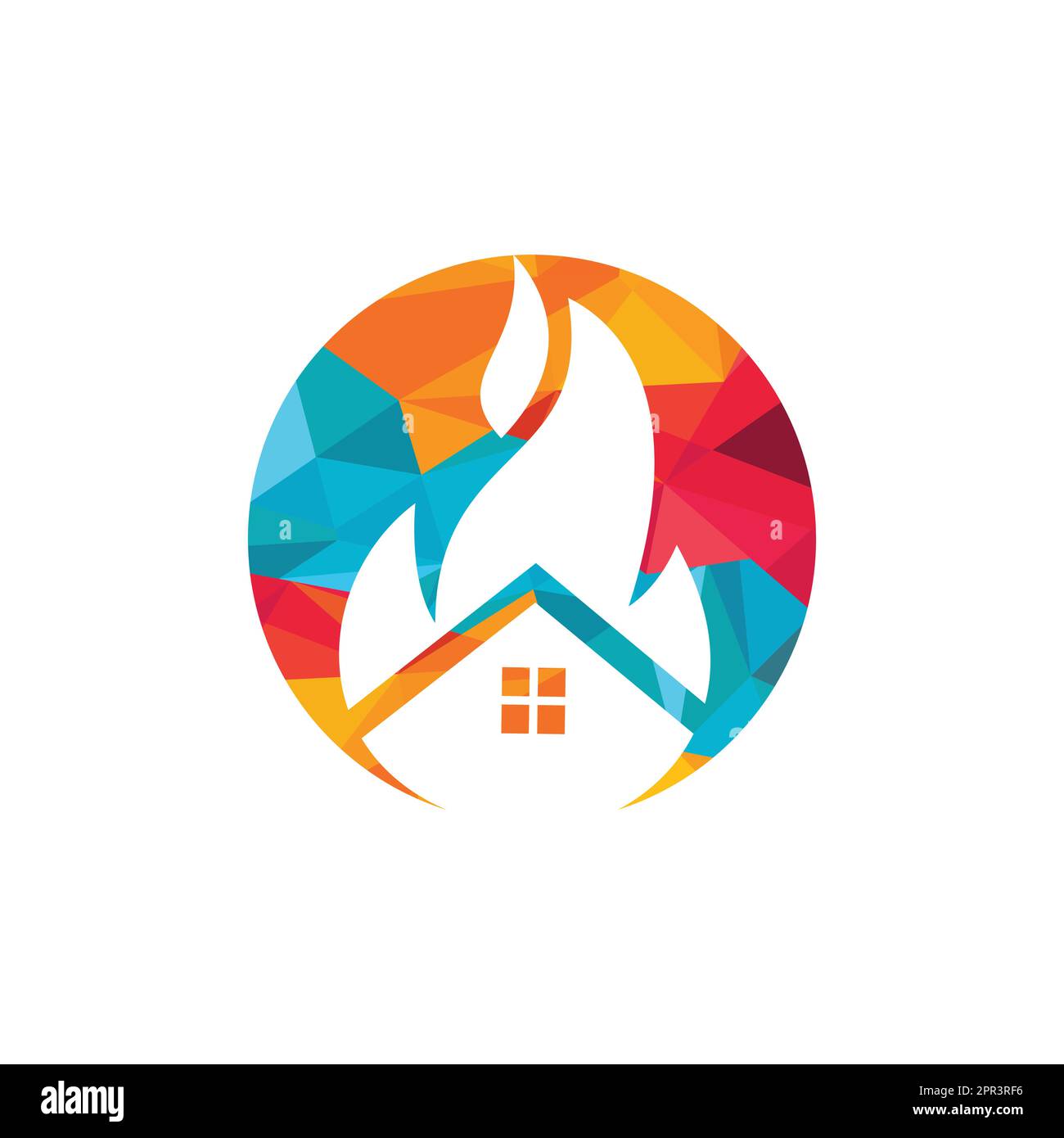 House fire vector logo design template. Preventing fire or fire alarm ...