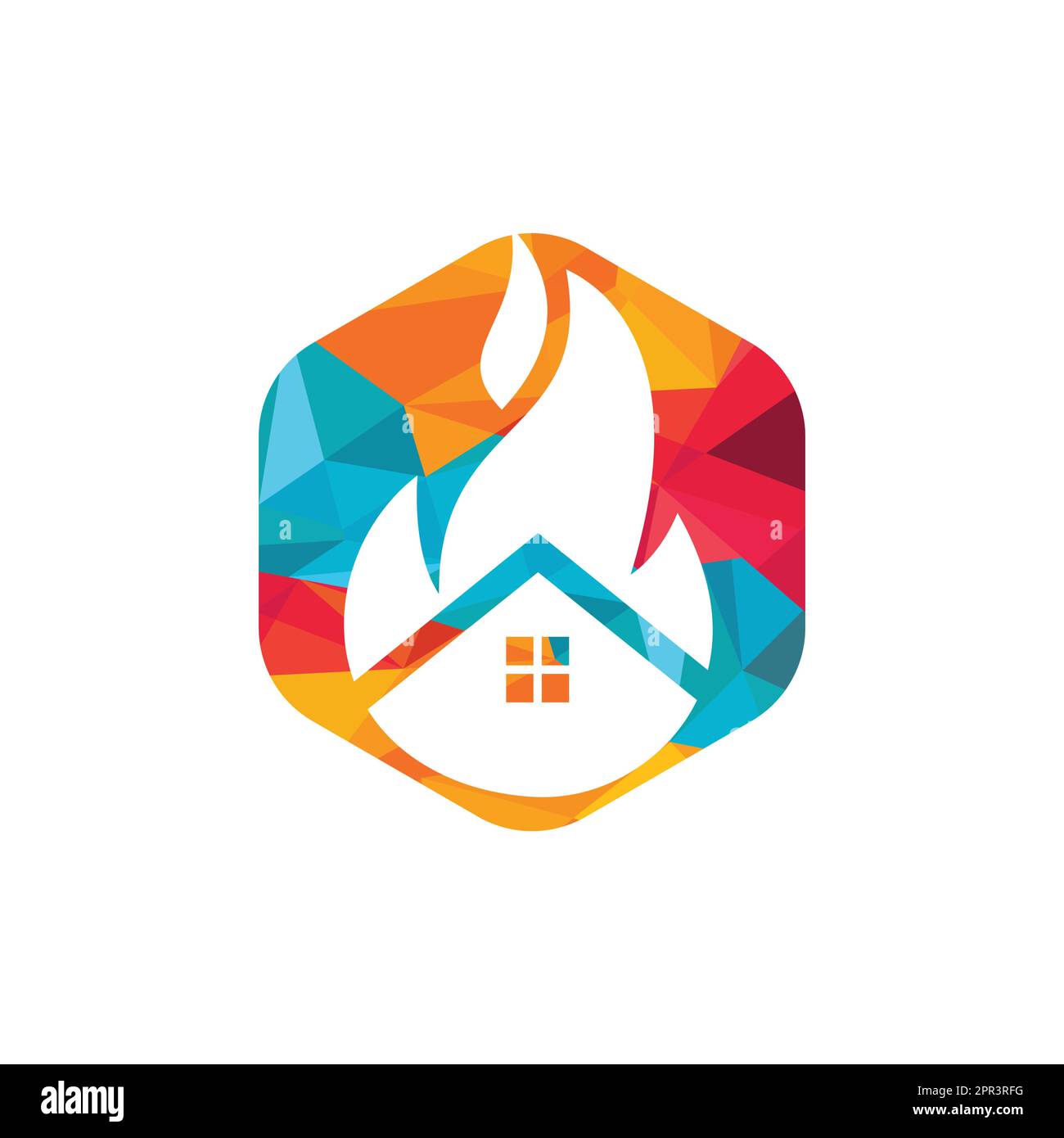 House fire vector logo design template. Preventing fire or fire alarm ...
