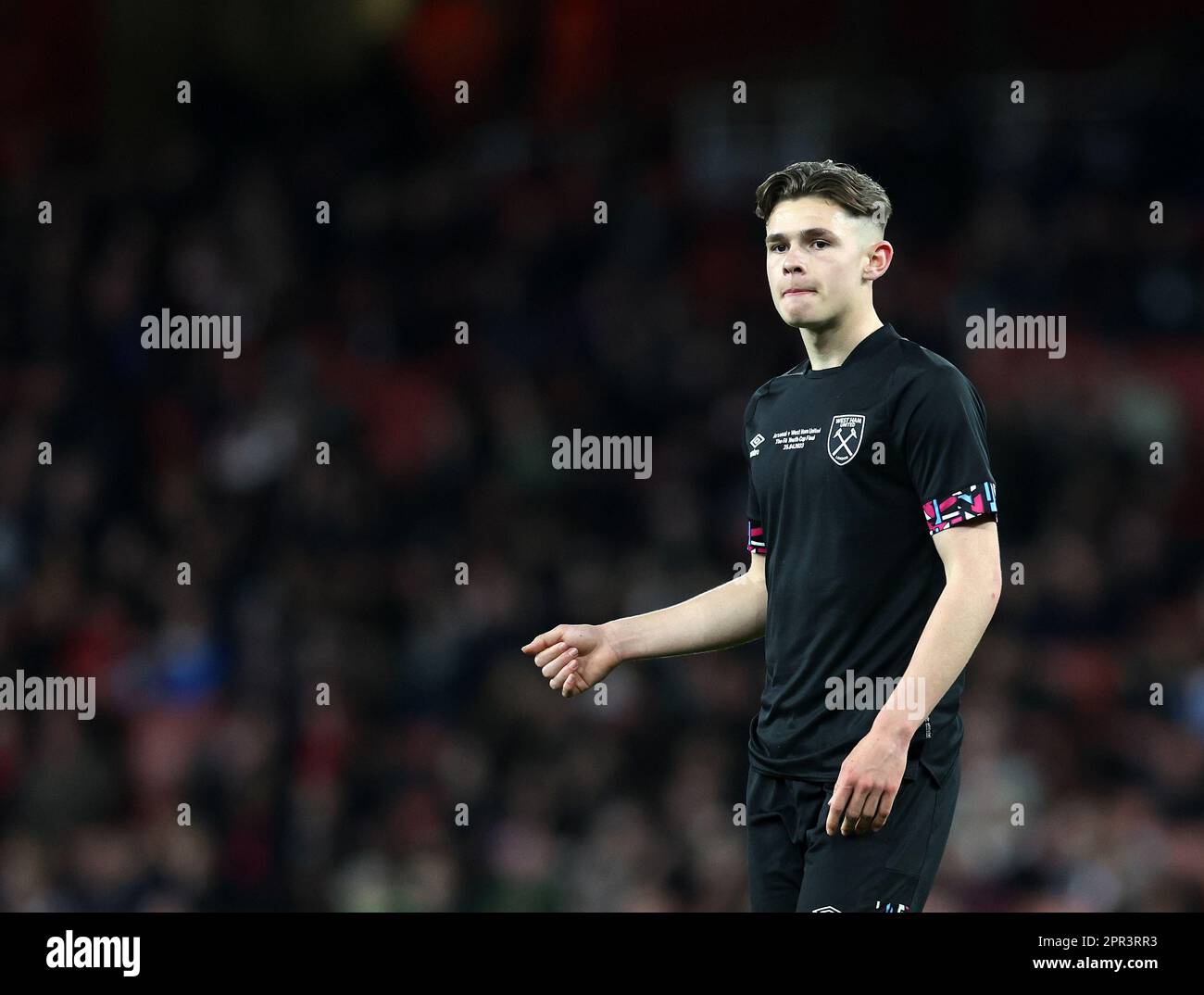 London, UK. 25th Apr, 2023. Lewis Orford of West Ham during the The FA ...