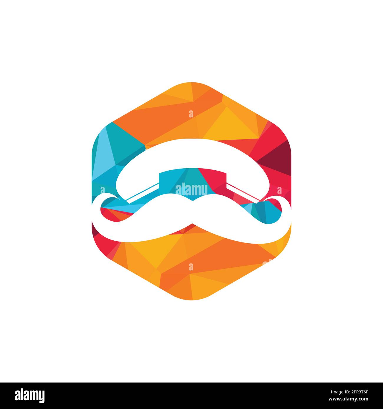 Gentleman call vector logo design template. Mustache and handset icon ...