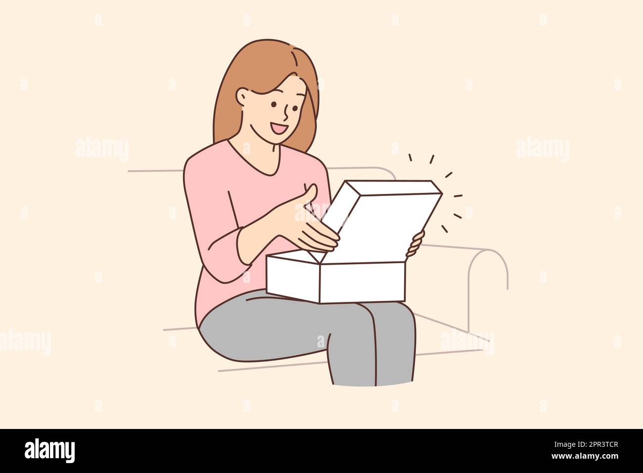 Happy woman unpack order Stock Vector Image & Art - Alamy