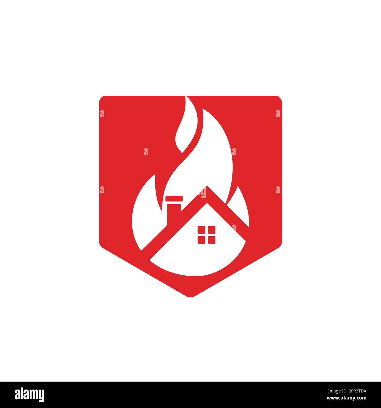 House fire vector logo design template. Preventing fire or fire alarm ...