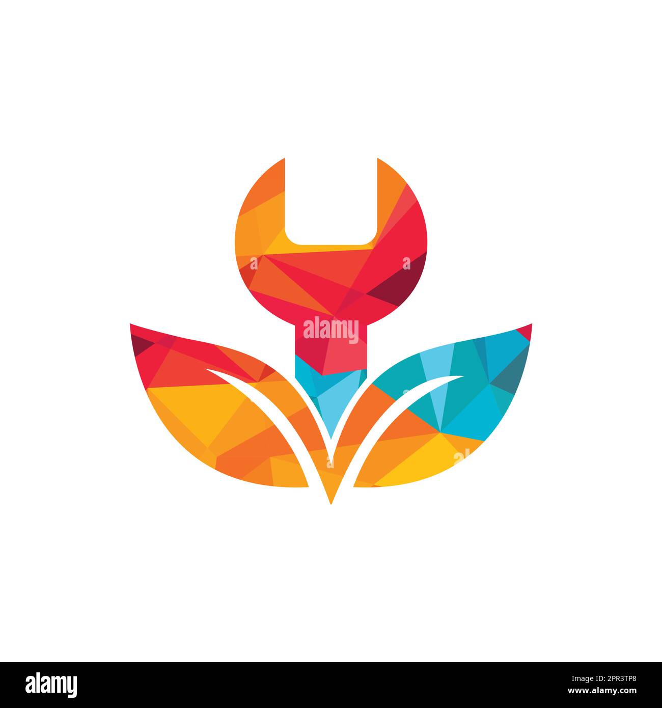 Wrench leaf vector logo design template. Repair service leaf nature ...