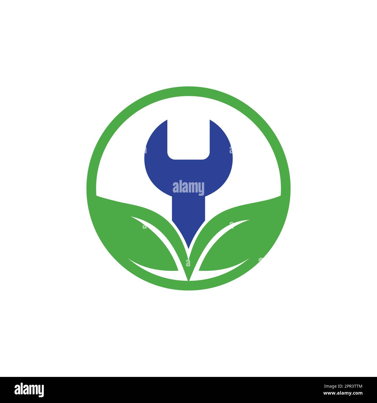 Wrench leaf vector logo design template. Repair service leaf nature ...