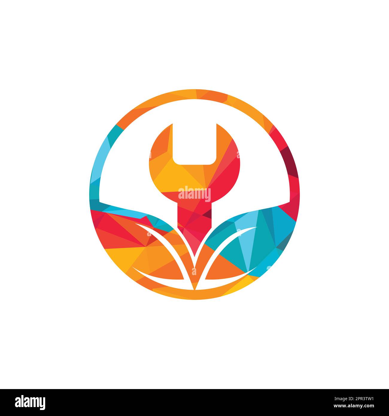 Wrench leaf vector logo design template. Repair service leaf nature ...