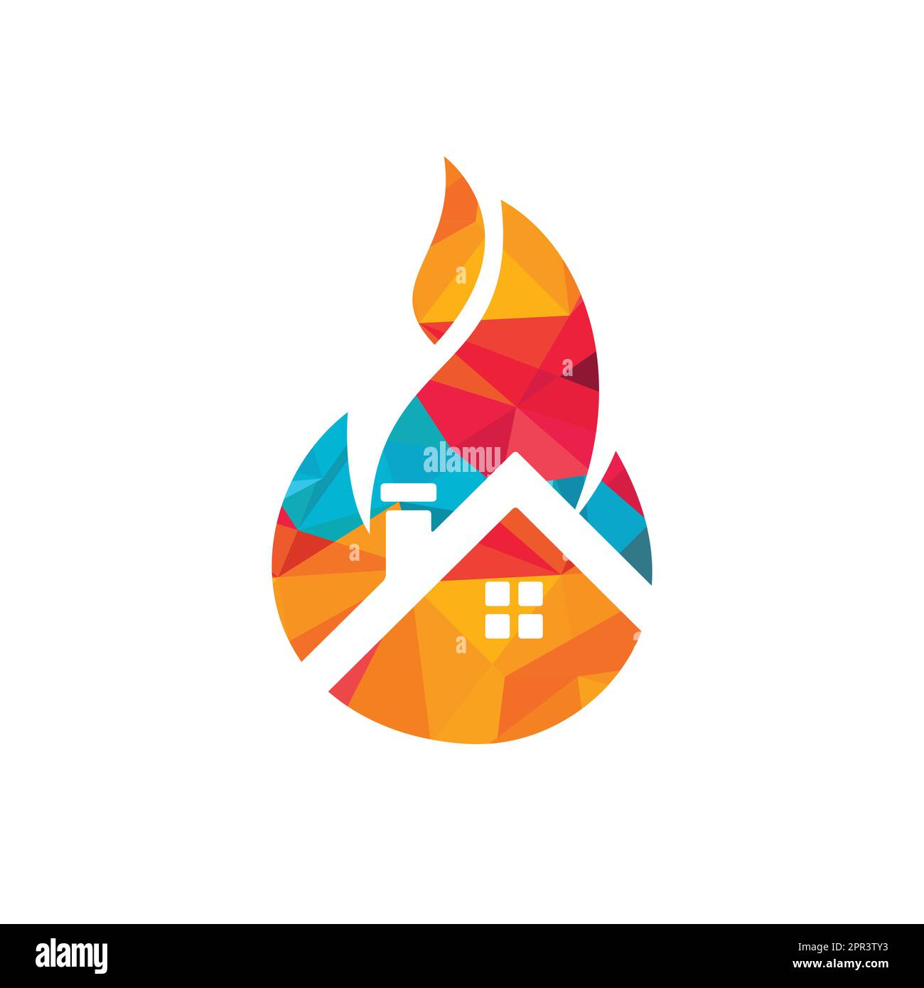 House fire vector logo design template. Preventing fire or fire alarm ...