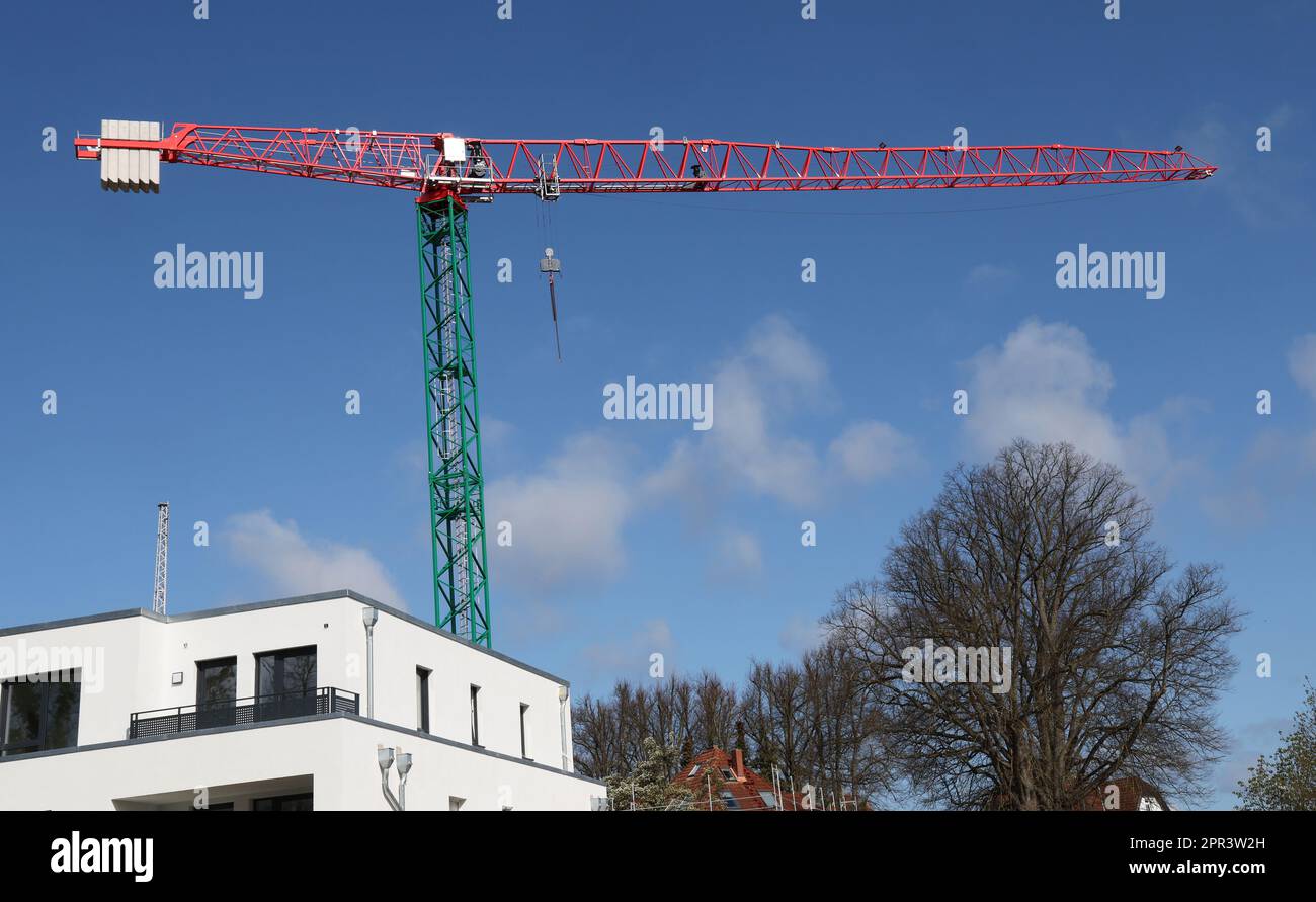 Bad Doberan, Germany. 26th Apr, 2023. Because the construction crane ...