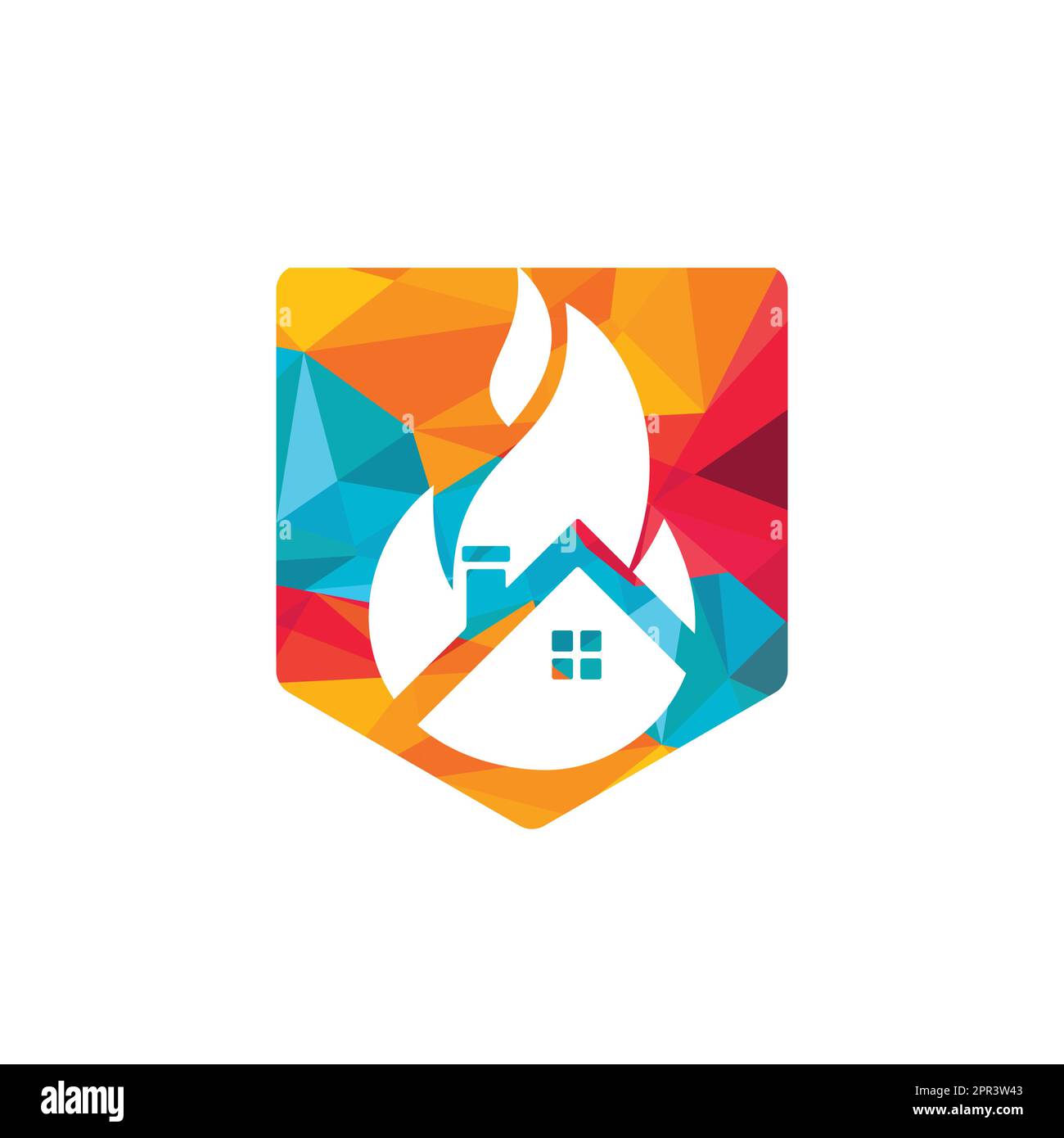 House fire vector logo design template. Preventing fire or fire alarm ...