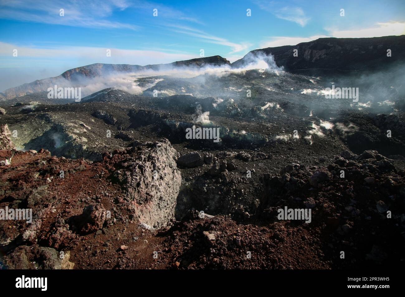 Close up of the crater of Mount Slamet. the highest mountain crater in ...