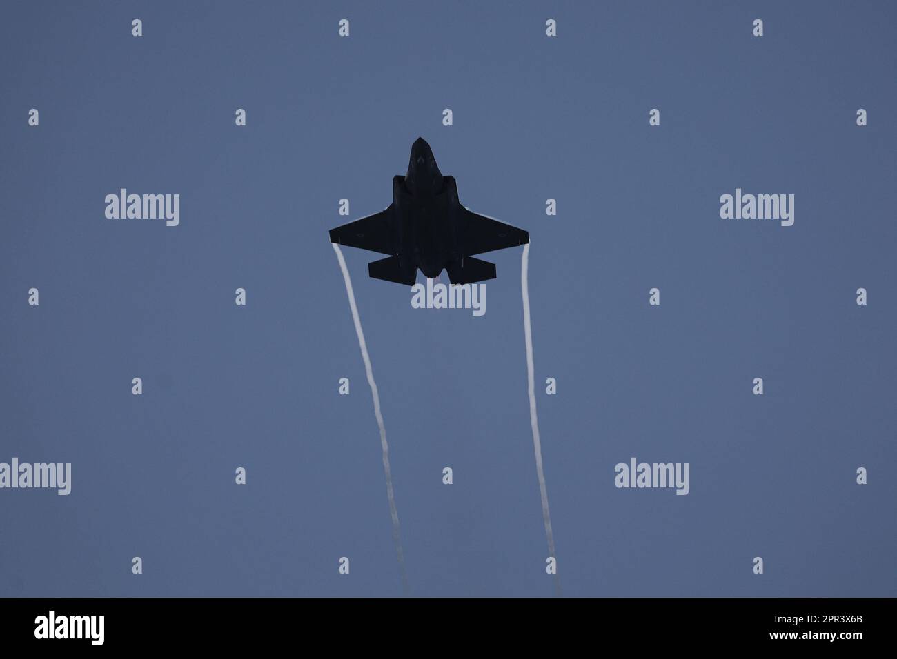 Tel Aviv, Israel. 26th Apr, 2023. An Israeli fighter jet performs an ...