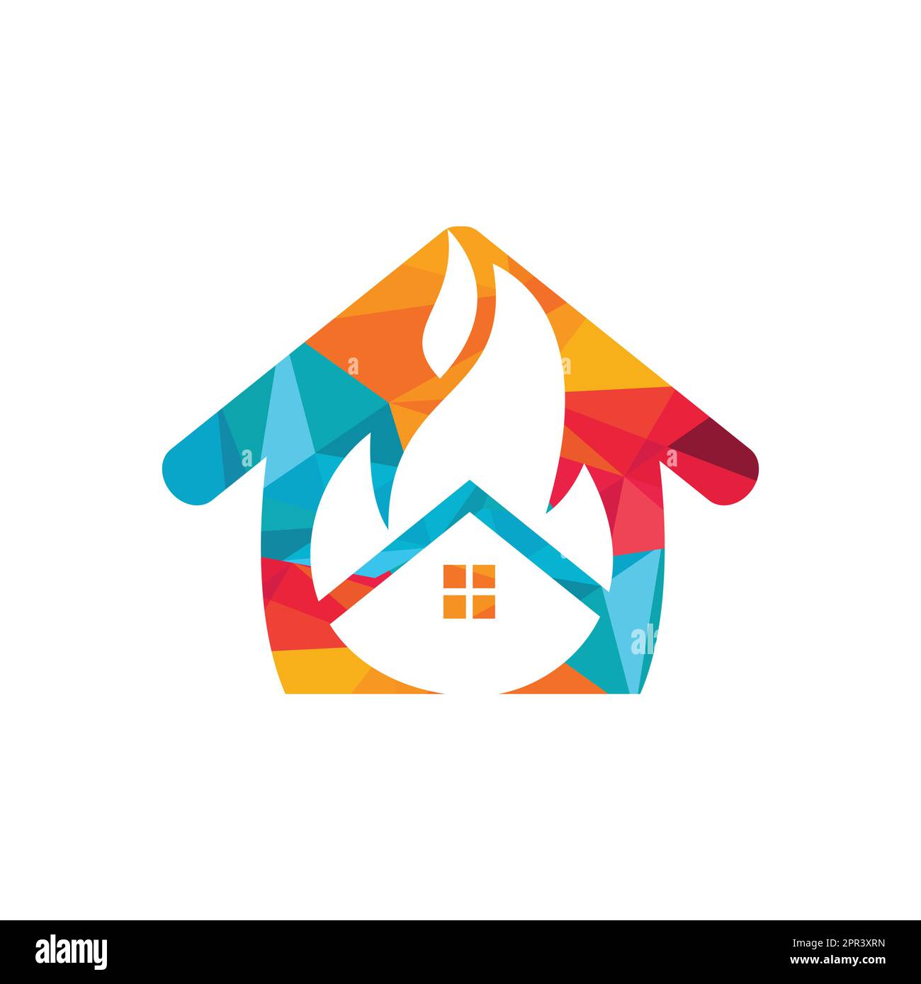 House fire vector logo design template. Preventing fire or fire alarm ...