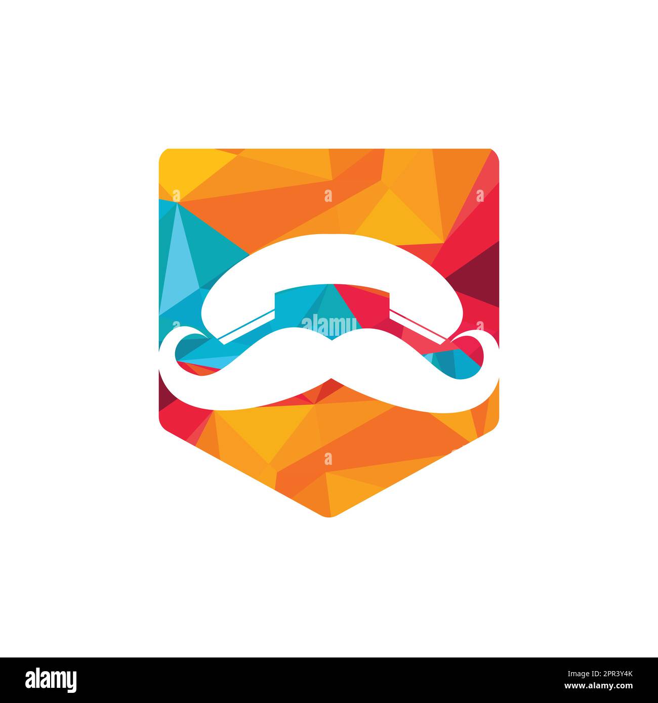 Gentleman call vector logo design template. Mustache and handset icon ...