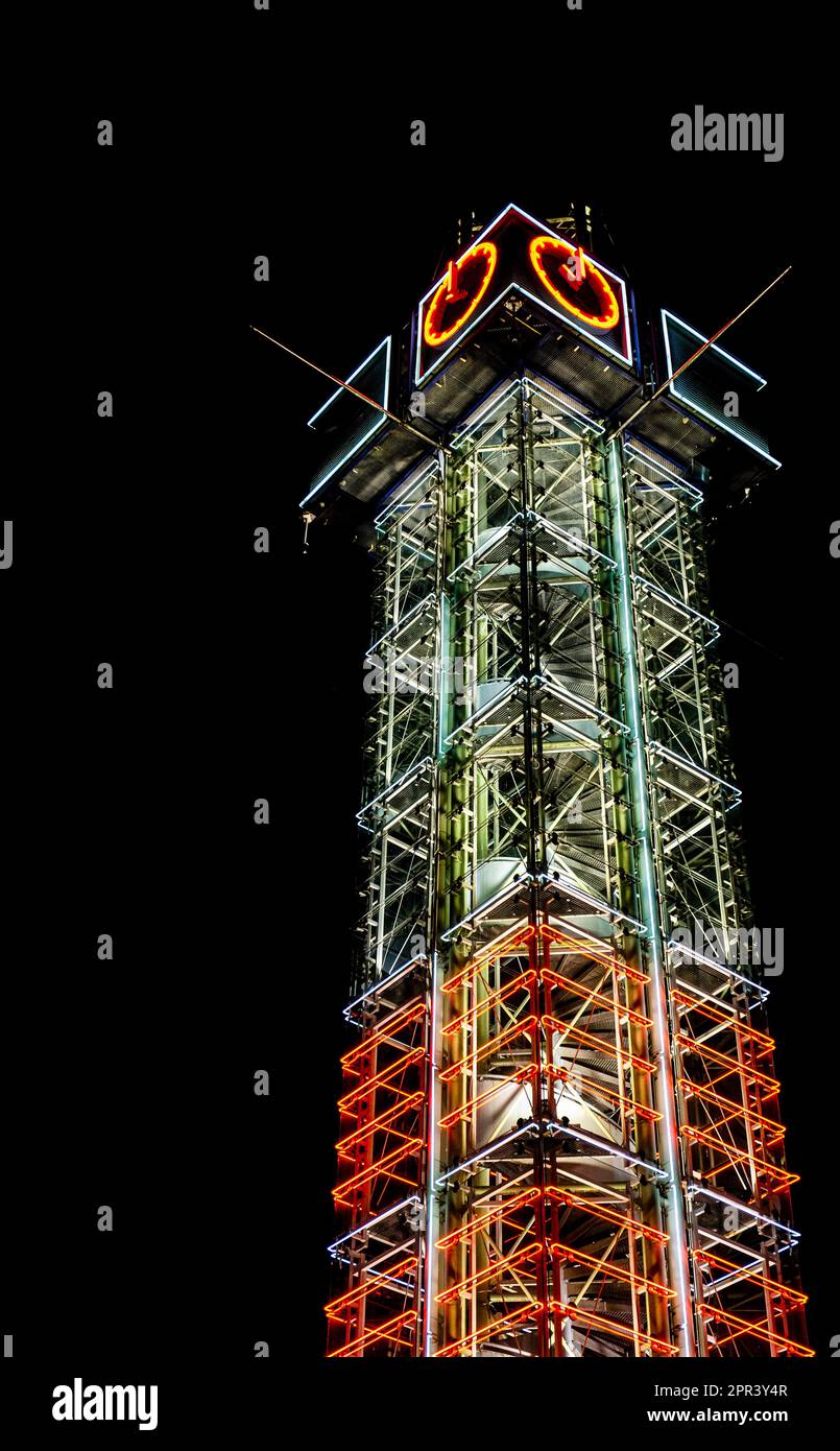 The clock tower in central Oslo illuminated at night Stock Photo - Alamy