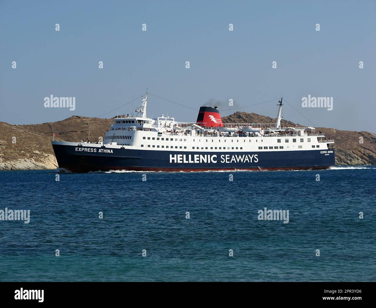 IOS, GREECE - JULY 17, 2006: Hellenic Seaways ferry boat Express Athina ...