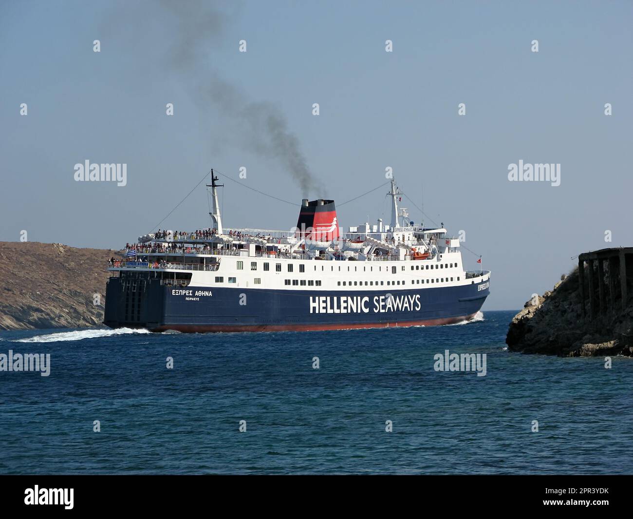IOS, GREECE - JULY 17, 2006: Hellenic Seaways ferry boat Express Athina ...