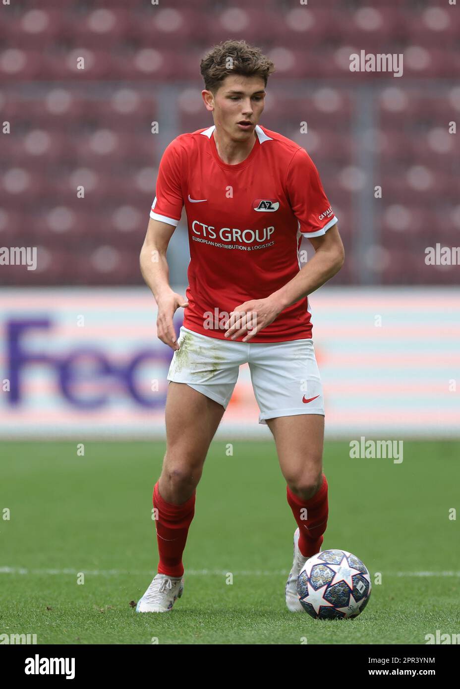 Geneva, Switzerland, 21st April 2023. Lewis Schouten of AZ Alkmaar ...