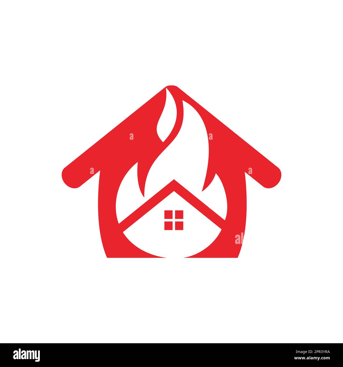 House fire vector logo design template. Preventing fire or fire alarm ...