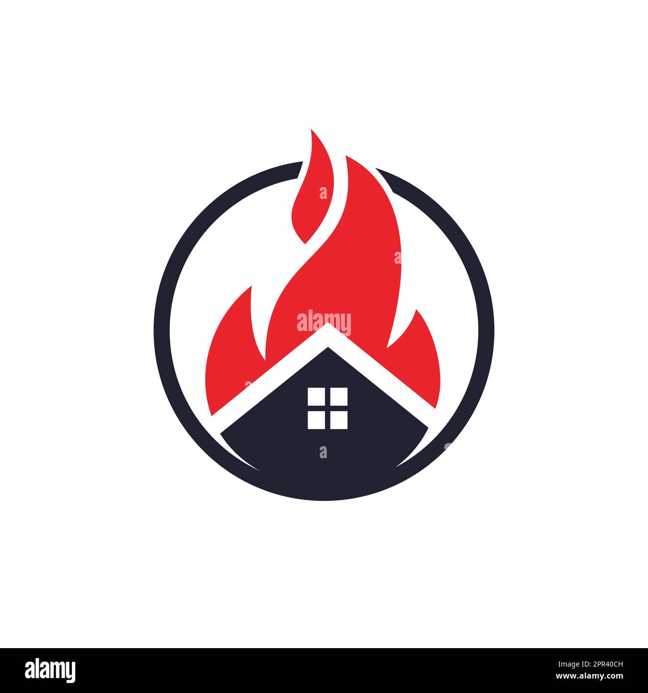 House fire vector logo design template. Preventing fire or fire alarm ...