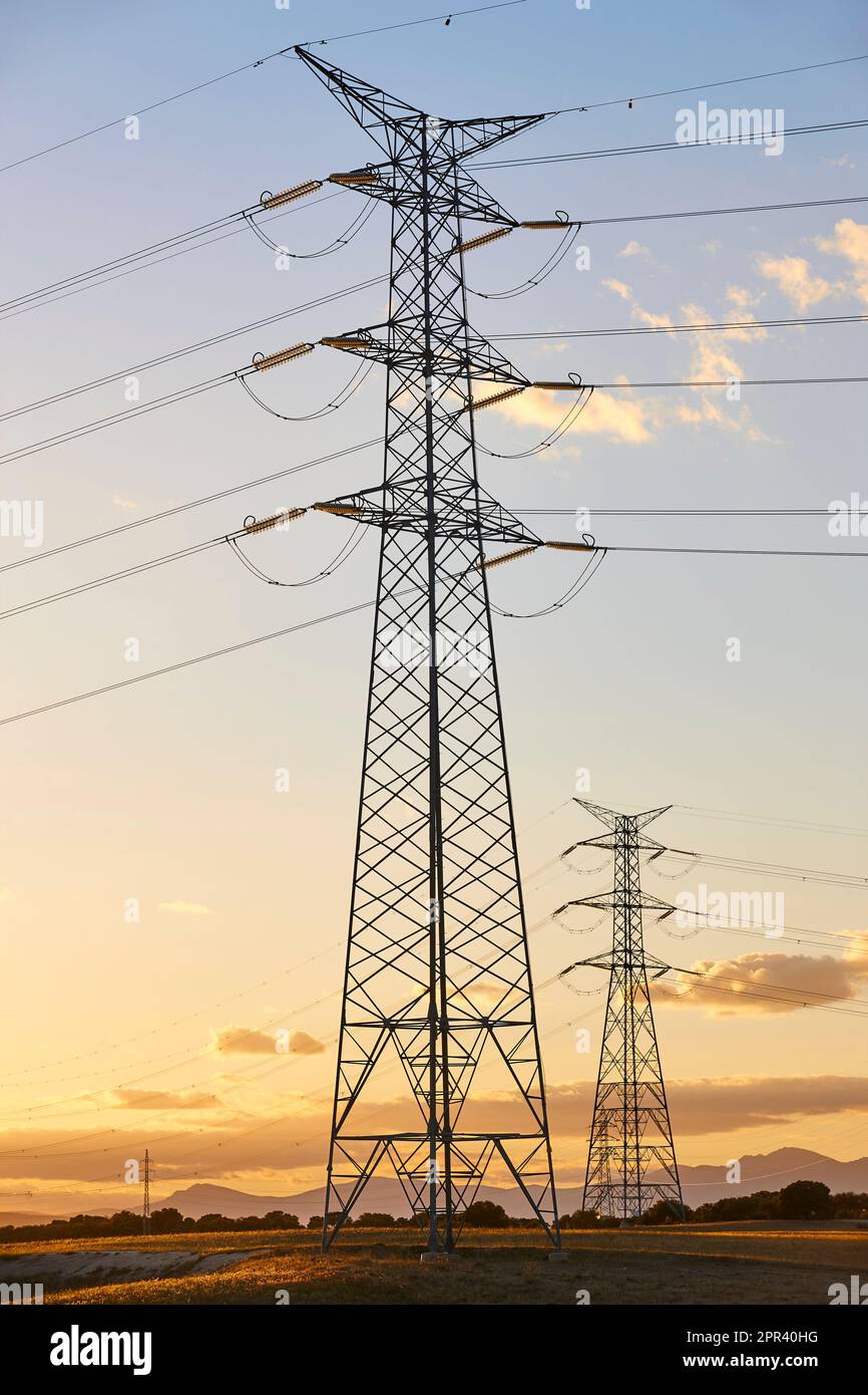Power lines. Energy industry. Industrial electricity trasmission ...