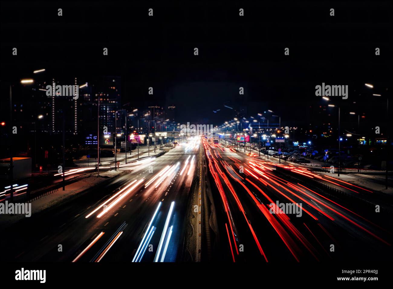 Night traffic jam at Kyiv. Photo Night traffic. lots of carlights red ...