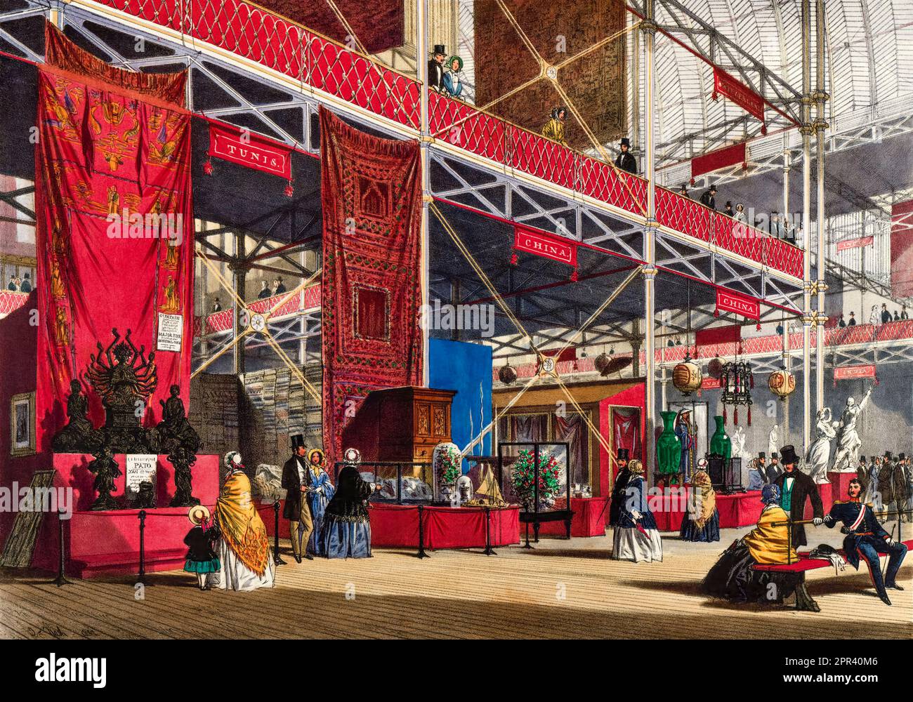 Tunis No3 and China exhibits inside The Great Exhibition 1851 in London ...