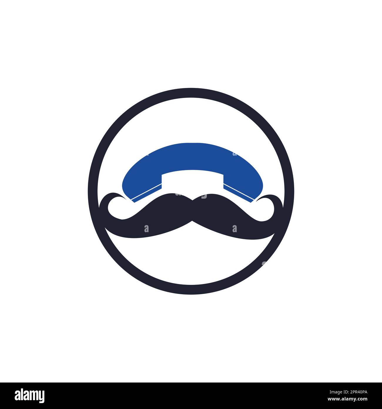 Gentleman call vector logo design template. Mustache and handset icon ...