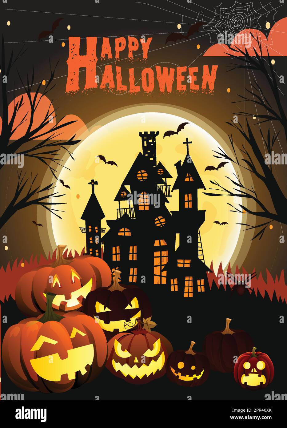 Halloween party flyer design with pumpkins Stock Vector Image & Art - Alamy