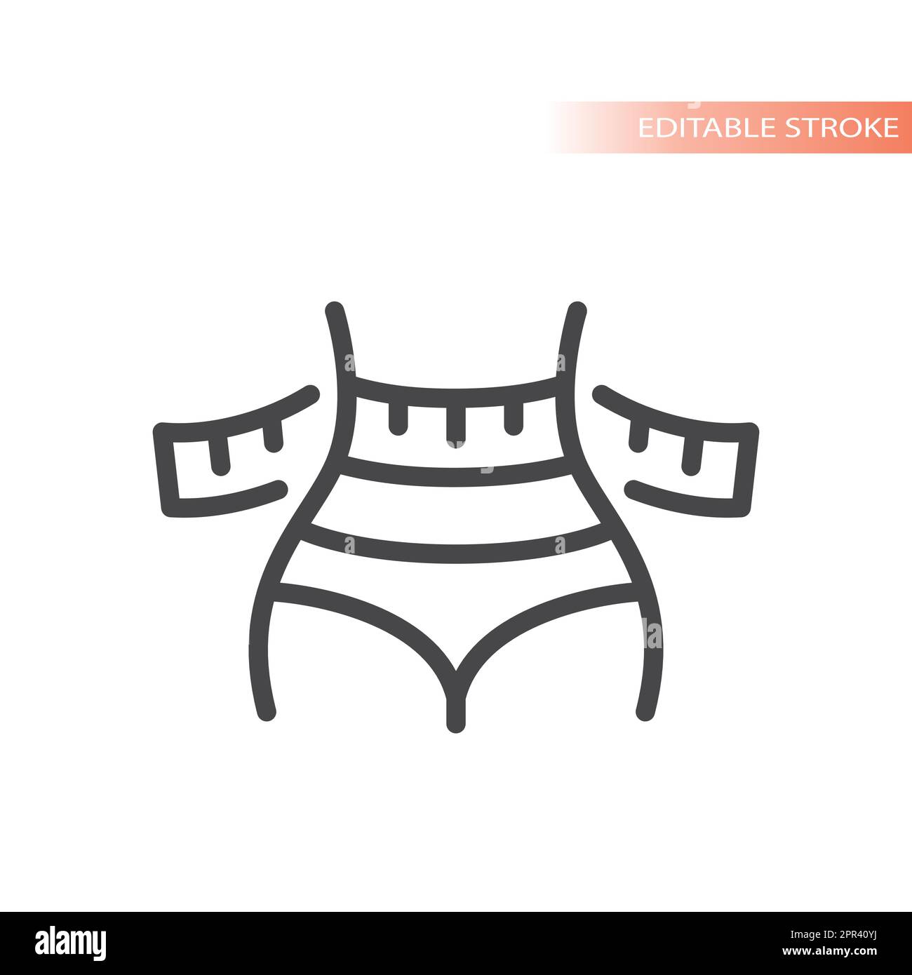 Female waist and measuring tape line vector icon Stock Vector Image ...