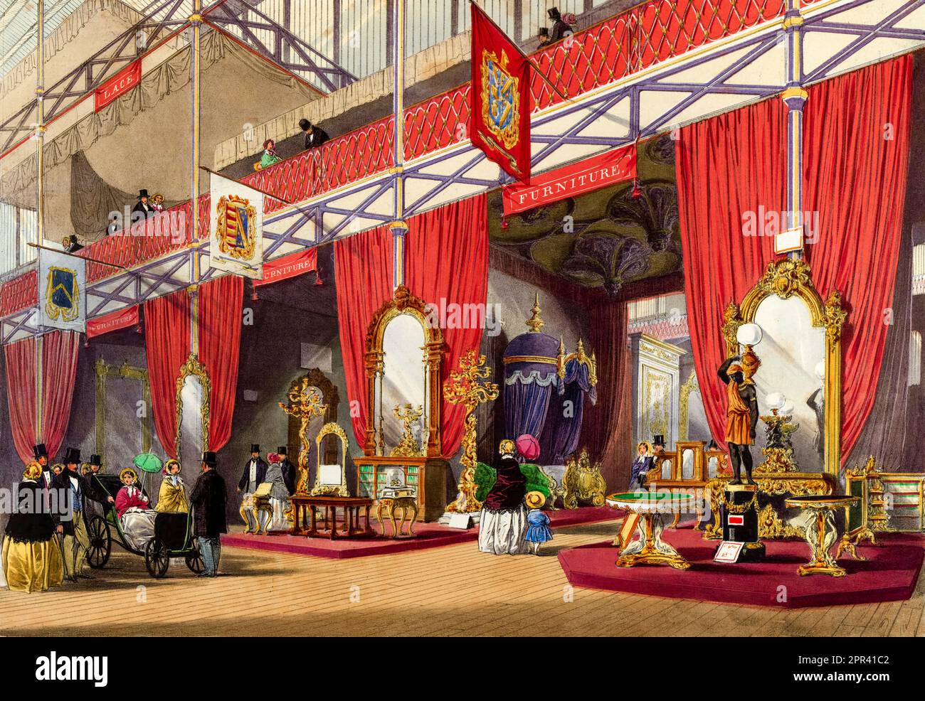 British Furniture exhibits inside The Great Exhibition 1851 in London ...