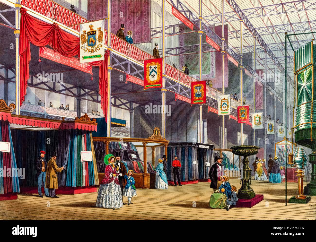 British Woollen products exhibits inside The Great Exhibition 1851 in ...