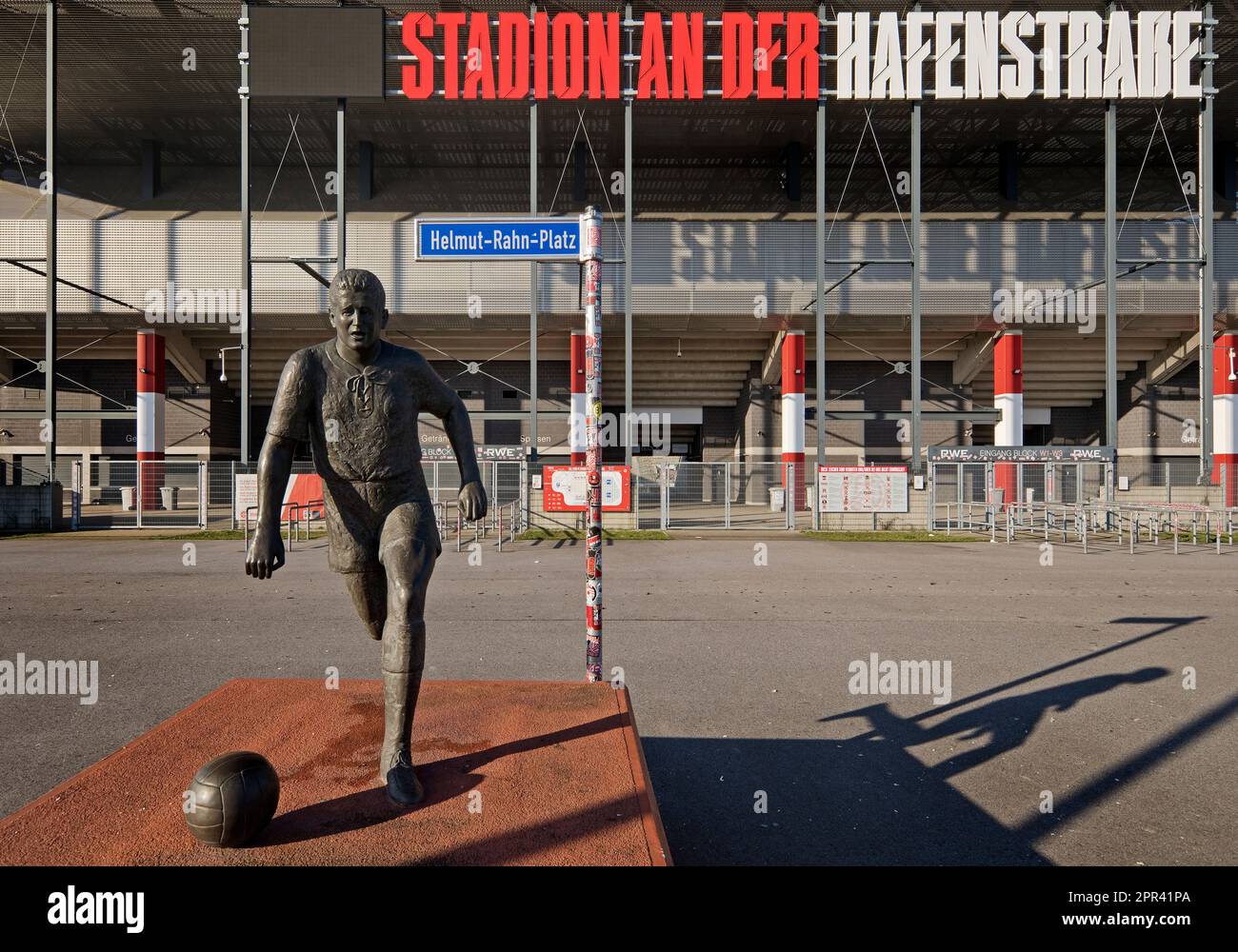 bronze sculpture of football player Helmut Rahn on Helmut-Rahn-square ...