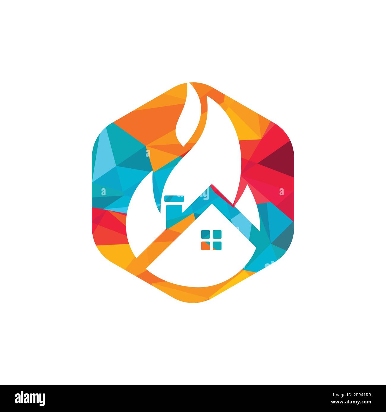 House fire vector logo design template. Preventing fire or fire alarm ...