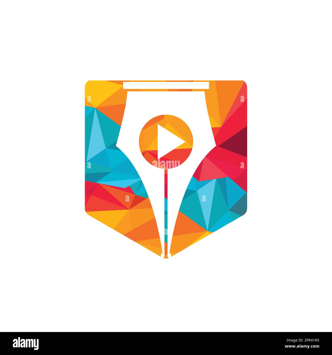 Media pen vector logo design. Pen and play button logo icon design ...