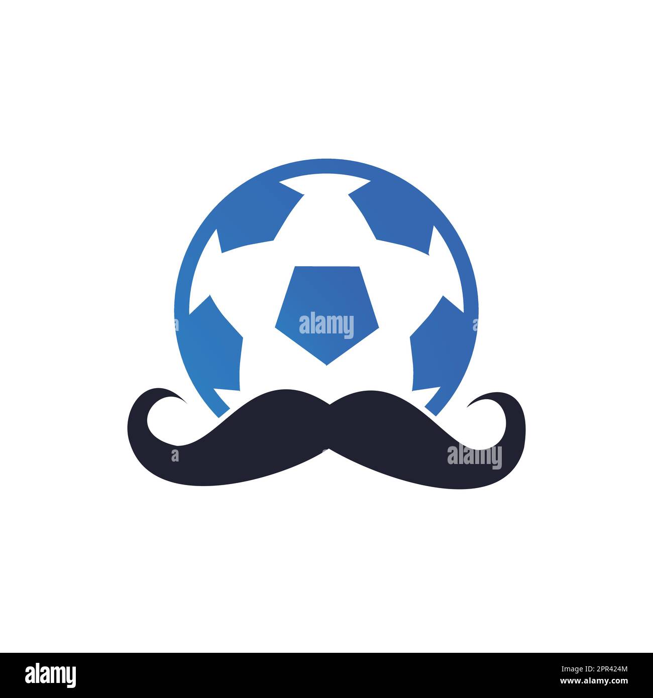 Strong soccer vector logo design. Moustache and soccer ball vector icon ...