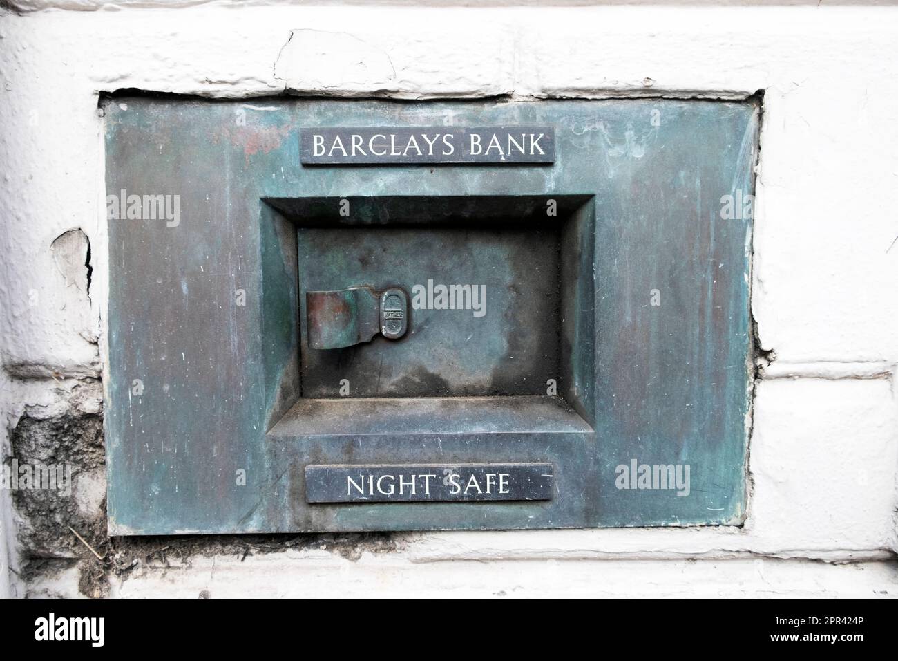 Vintage historical historic Barclays Bank Night Safe deposit box on the ...