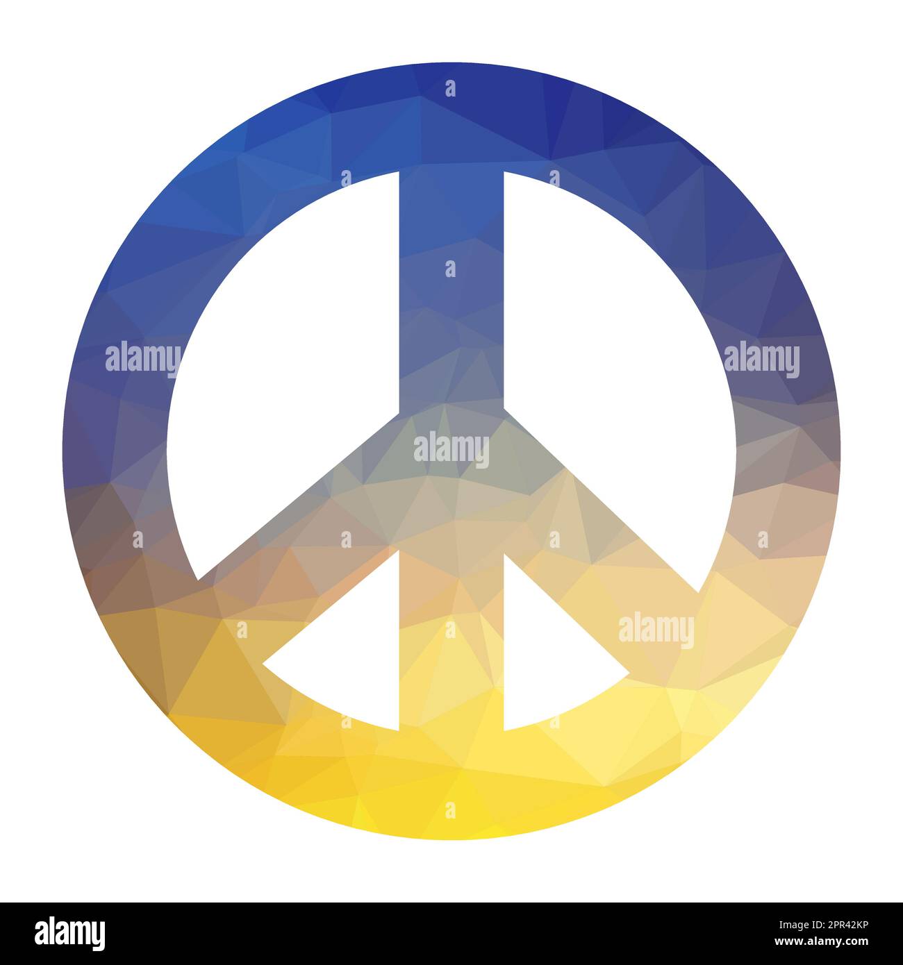 Ukraine Colored Pacifist Sign Isolated on White Background. Ukrainian ...