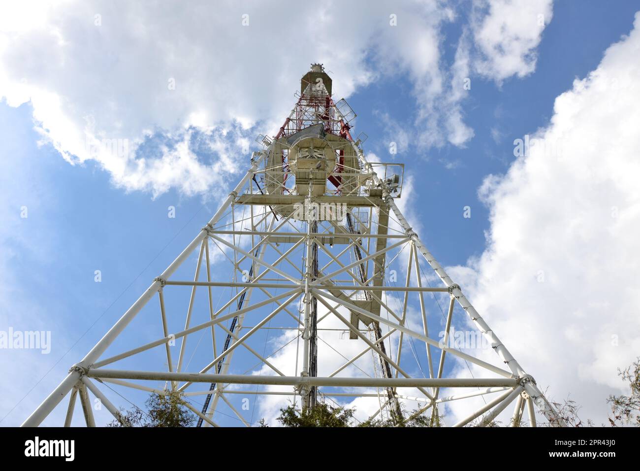 Weather station on blue sky background Stock Photo - Alamy