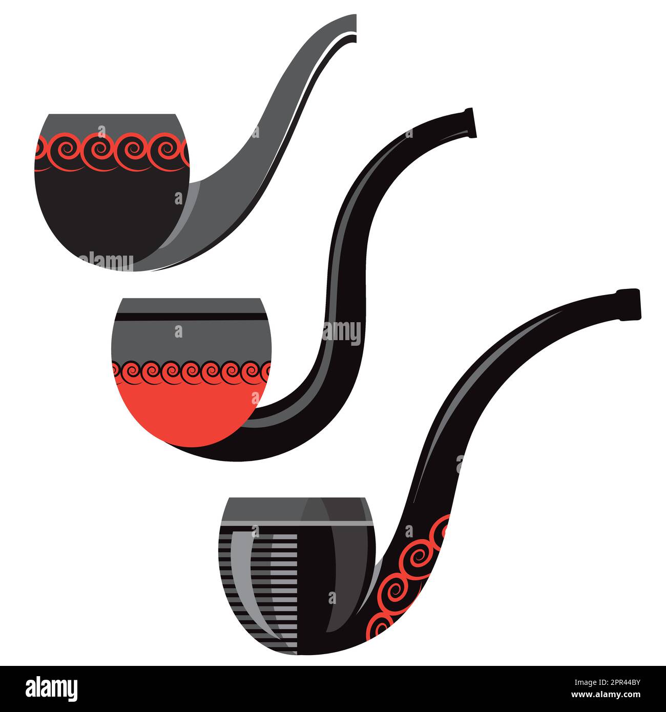 Retro Wooden Smoking Pipe Isolated on White Background Stock Vector ...