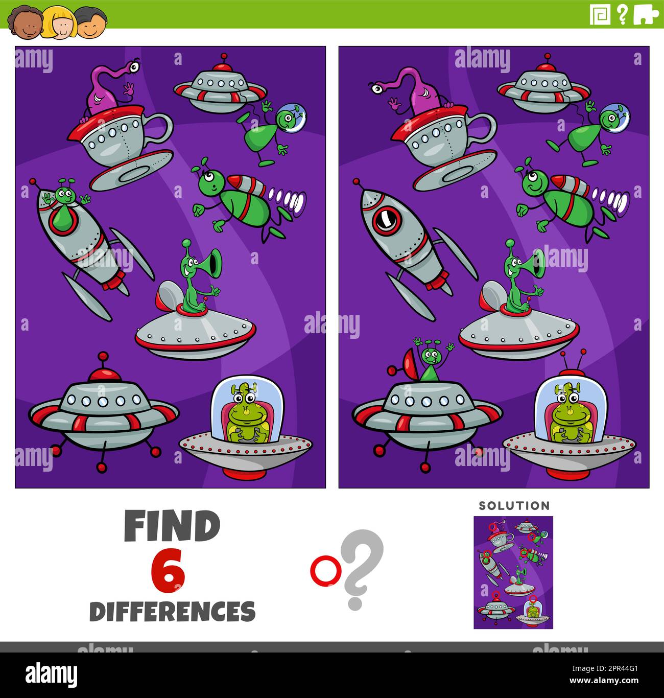 differences game with cartoon alien characters Stock Vector Image & Art ...