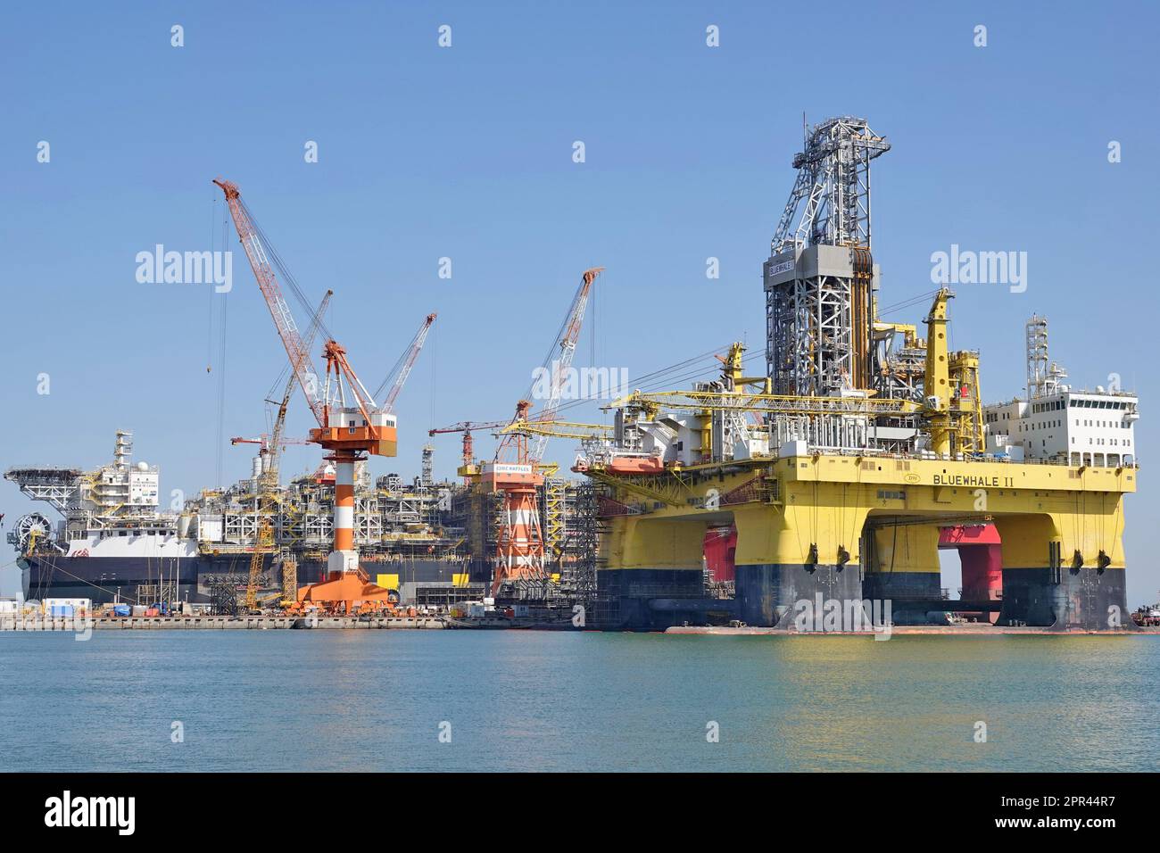 YANTAI, CHINA - APRIL 26, 2023 - The Blue Whale 2 semi-submersible ...