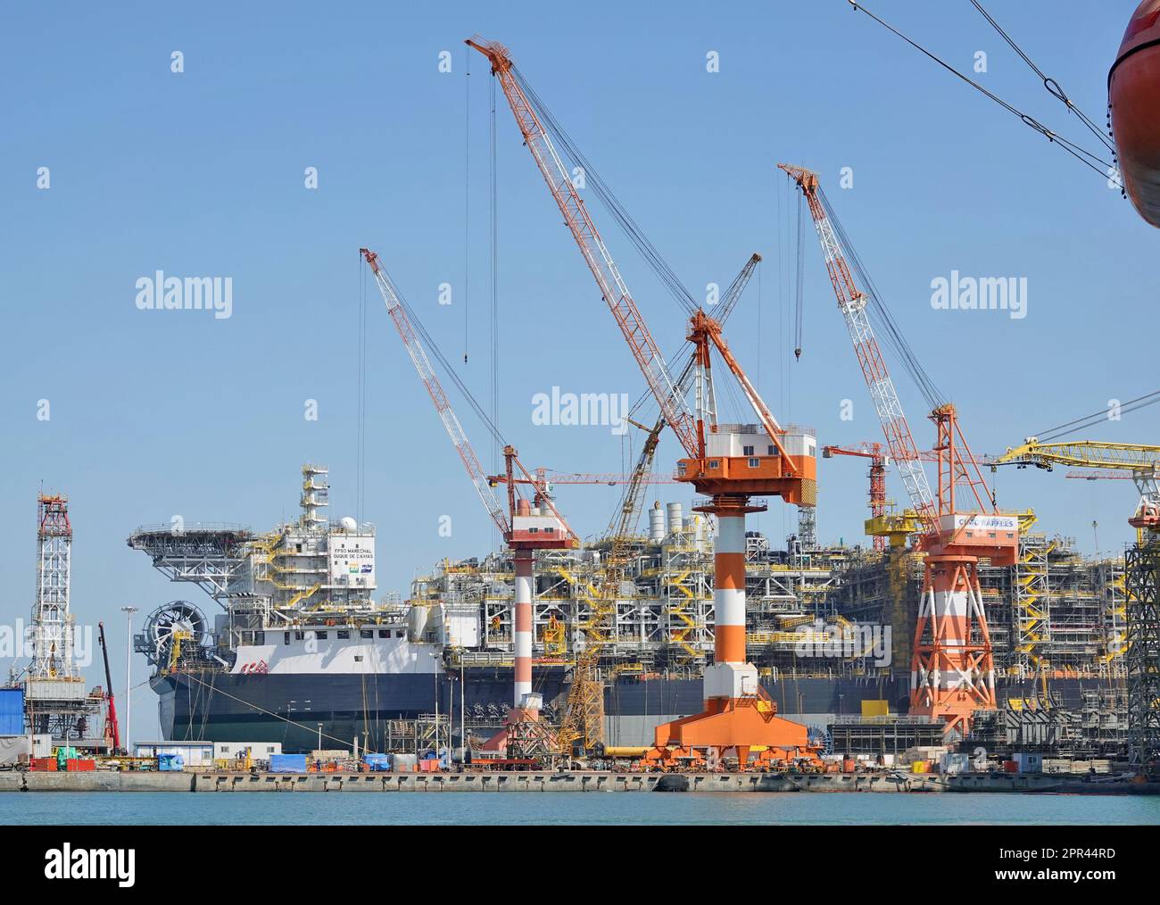 YANTAI, CHINA - APRIL 26, 2023 - A large floating production, storage ...