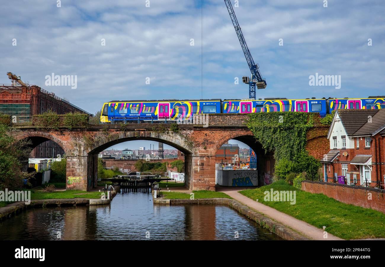 Merseyrail's new 777 train which has been decorated in the colours of ...