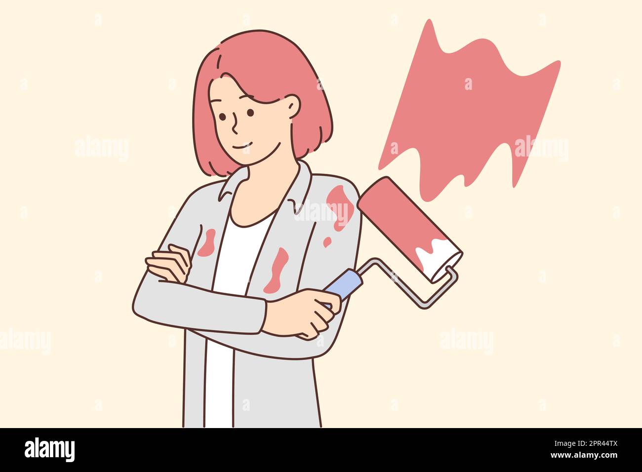 Painter woman painting room Stock Vector Images - Alamy