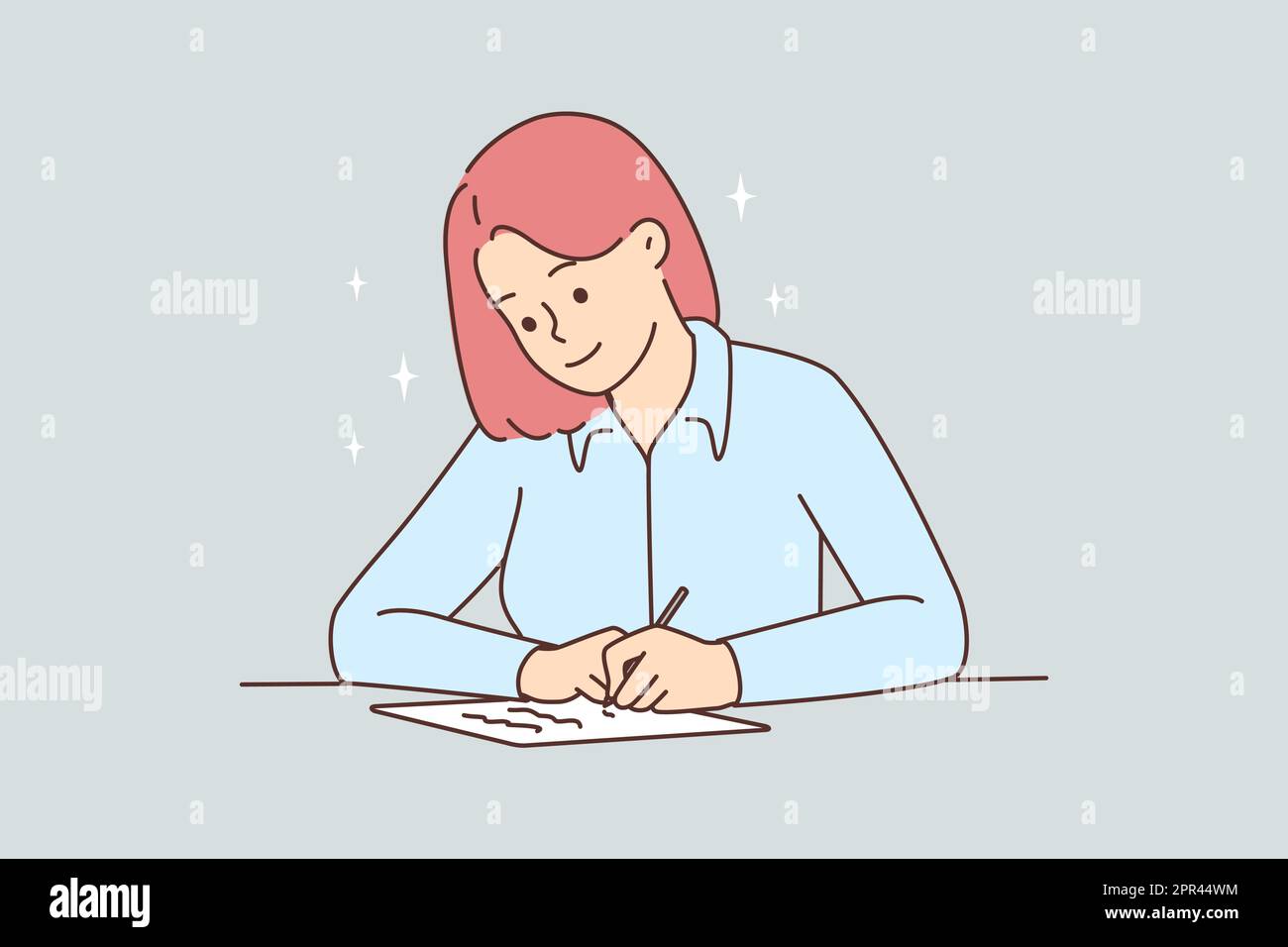Person writing document table Stock Vector Images - Alamy
