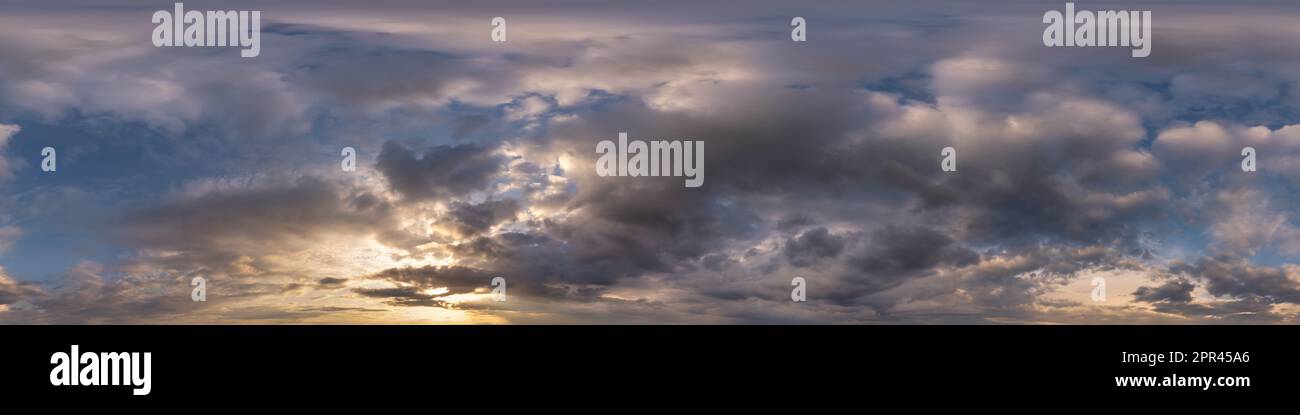 evening dark blue overcast sky hdri 360 panorama with beautiful clouds ...