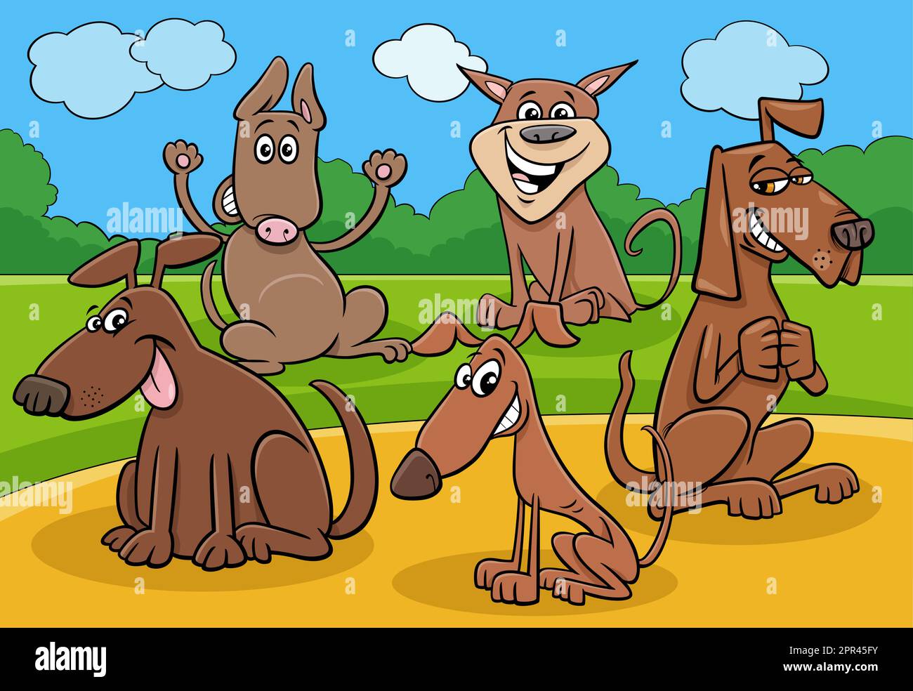 cartoon dogs and puppies funny characters group Stock Vector Image ...