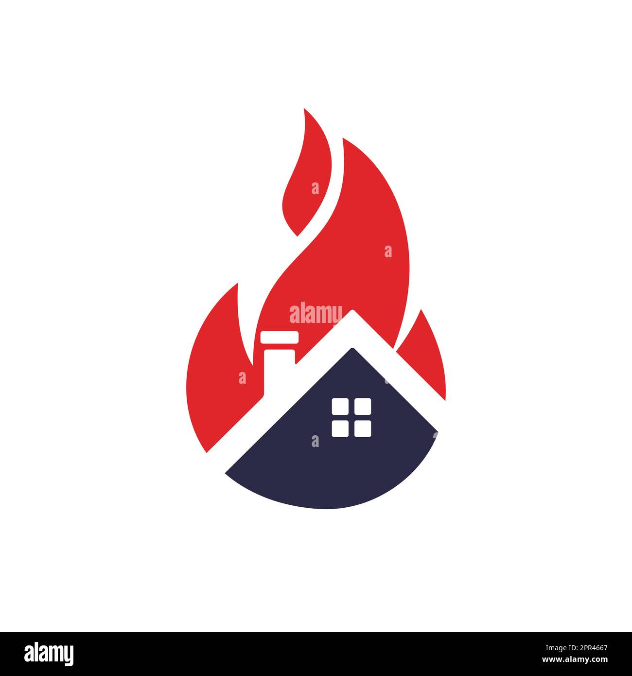 House fire vector logo design template. Preventing fire or fire alarm ...
