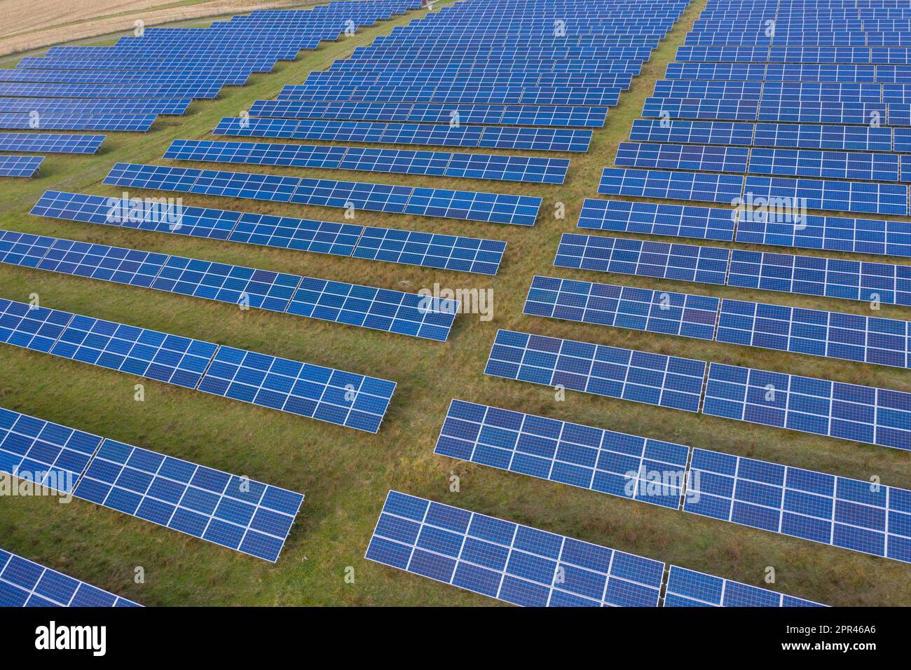 Solar panels aerial view. Solar energy modules, photovoltaic PV plant ...