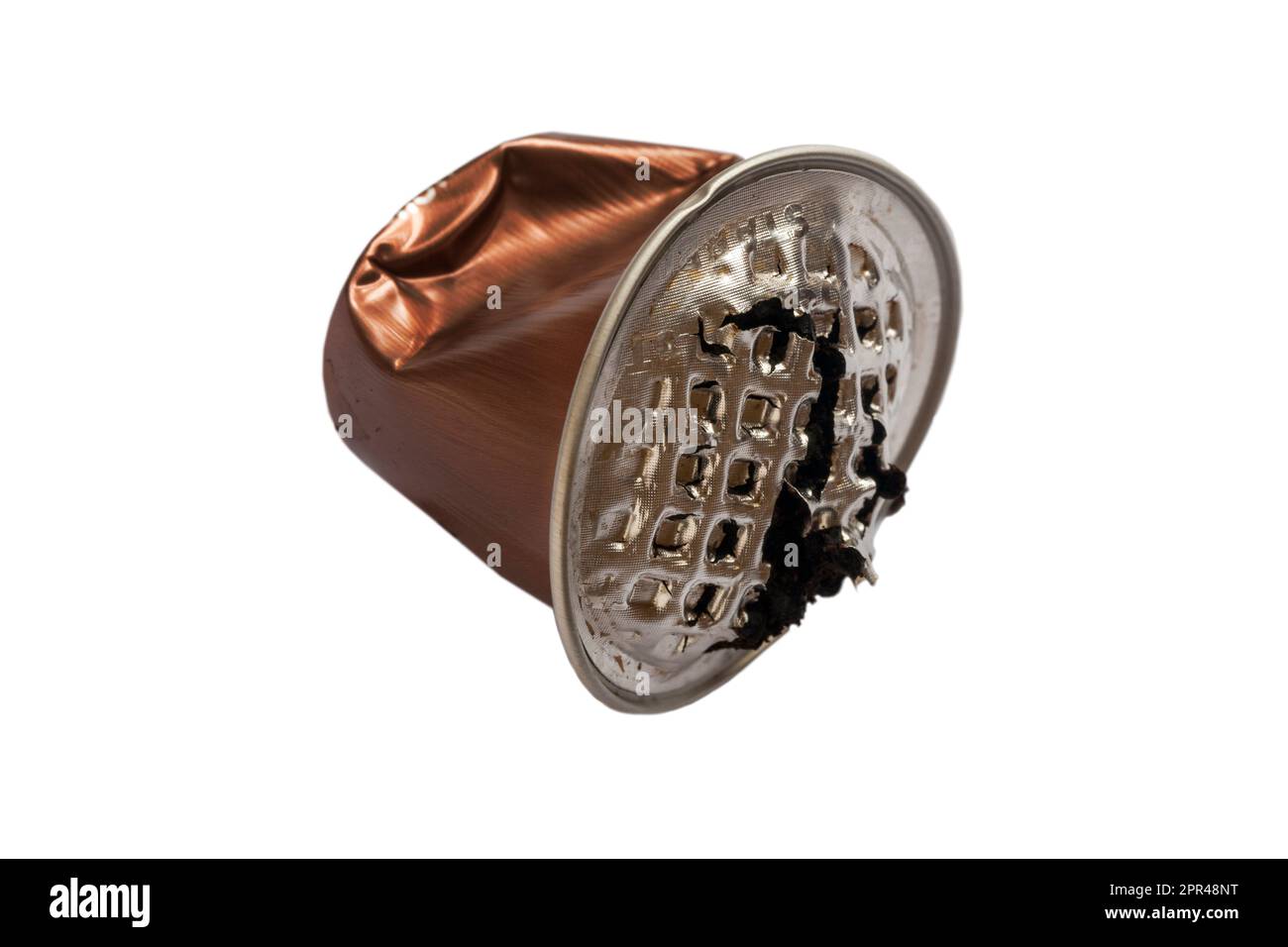 squashed coffee capsule used coffee pod isolated on white background ...